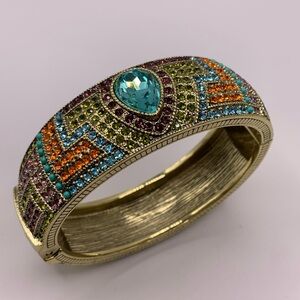 Heidi Daus | Jewelry | Heidi Daus Gold Tone Multicoloured Crystal Wide ...